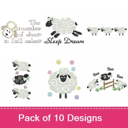 Sheep Embroidery design pack by Wind Bell Embroidery ...