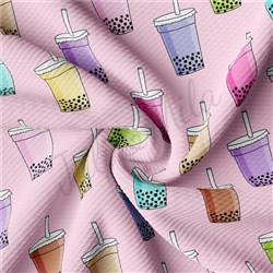 Boba Tea Printed Liverpool Bullet Textured Stretch Solid Strip Thick ...