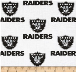 Las Vegas Raiders NFL Logo White - Fabric Traditions NFL-1029W with ...
