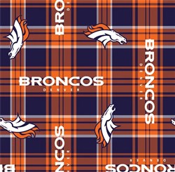 Denver Broncos NFL Football Plaid Fabric Traditions Polyester Fleece ...