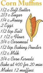 CORN MUFFINS RECIPE print art print art at EmbroideryDesigns.com ...