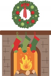 Christmas Fireplace print art print art at EmbroideryDesigns.com ...