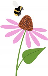 Bee & Cone Flower print art print art at EmbroideryDesigns.com ...
