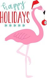 Happy Holidays Flamingo print art print art at EmbroideryDesigns.com ...