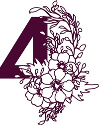 Floral Alphabet Number 4 SVG cut file at EmbroideryDesigns.com ...