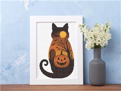 Halloween Cat Cross Stitch Pattern PDF - Black Cat by Mira Embroidery ...