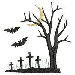 Cemetery at Night Embroidery Design | EmbroideryDesigns.com