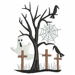 Haunted Cemetery Embroidery Design | EmbroideryDesigns.com