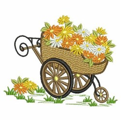Daisy Wheelbarrow Embroidery Design | EmbroideryDesigns.com