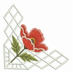 Poppy Corner Embroidery Design | EmbroideryDesigns.com