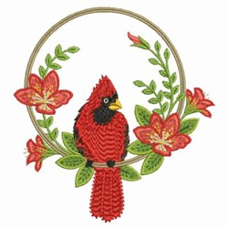Cardinal In Azaleas Embroidery Design | EmbroideryDesigns.com