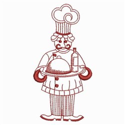 Redwork Chef Embroidery Design | EmbroideryDesigns.com