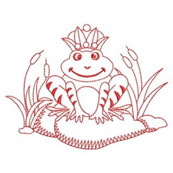 Redwork Frog Prince Embroidery Design | EmbroideryDesigns.com