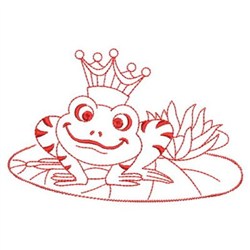 Redwork Frog Prince Embroidery Design | EmbroideryDesigns.com
