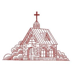 Redwork Church Embroidery Design | EmbroideryDesigns.com