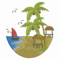 Beach Scenery Embroidery Design | EmbroideryDesigns.com