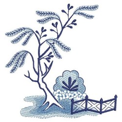 Tree And Fence Embroidery Design | EmbroideryDesigns.com