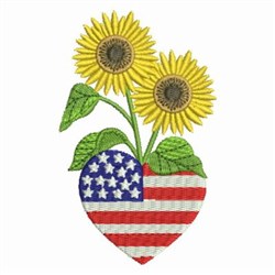 Patriotic Sunflowers Embroidery Design | EmbroideryDesigns.com
