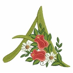Rose Alphabet A Embroidery Design | EmbroideryDesigns.com