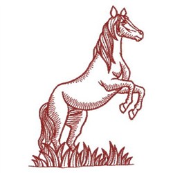 Redwork Stallion Embroidery Design | EmbroideryDesigns.com