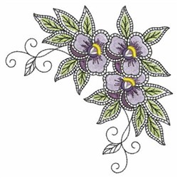 Pansy Corner Embroidery Design | EmbroideryDesigns.com