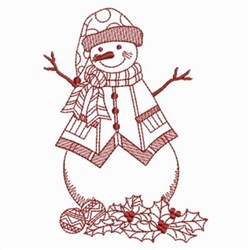 Cute Redwork Snowman Embroidery Design | EmbroideryDesigns.com