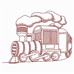 Redwork Train Engine Embroidery Design | EmbroideryDesigns.com