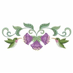 Hummingbird Floral Border Embroidery Design | EmbroideryDesigns.com