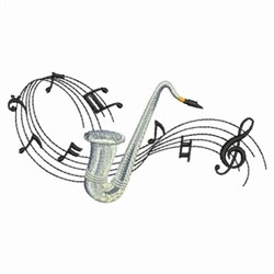 Music Notes Saxophone Embroidery Design | EmbroideryDesigns.com