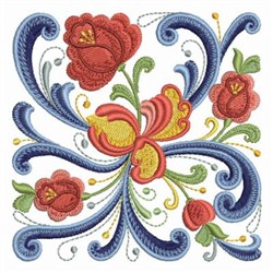 Rosemaling Roses Embroidery Design | EmbroideryDesigns.com