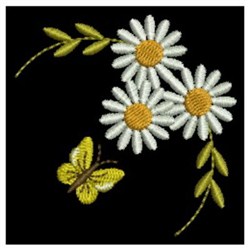 Beautiful Daisy Corner Embroidery Design | EmbroideryDesigns.com