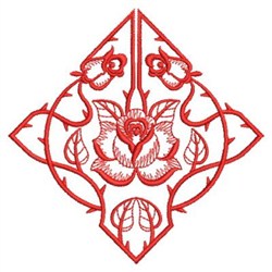 Redwork Rose Diamond Embroidery Design | EmbroideryDesigns.com