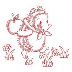 Redwork Lil Hedgehog Embroidery Design | EmbroideryDesigns.com