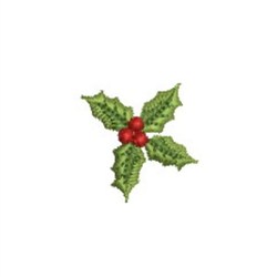 Mini Christmas Holly Embroidery Design | EmbroideryDesigns.com