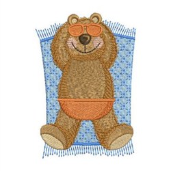 Sunbathing Bear Embroidery Design | EmbroideryDesigns.com