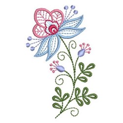 Vintage Jacobean Flower Embroidery Design | EmbroideryDesigns.com