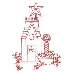 Redwork Home & Candle Embroidery Design | EmbroideryDesigns.com