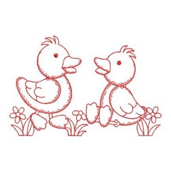 Redwork Friends Ducks Embroidery Design | EmbroideryDesigns.com