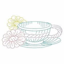 Vintage Tea Cup Embroidery Design | EmbroideryDesigns.com