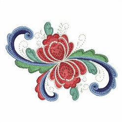 Rosemaling Rose Bloom Embroidery Design | EmbroideryDesigns.com