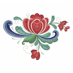 Rosemaling Roses Spray Embroidery Design | EmbroideryDesigns.com