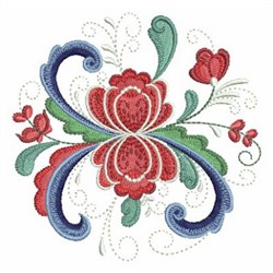 Rosemaling Roses Circle Embroidery Design | EmbroideryDesigns.com