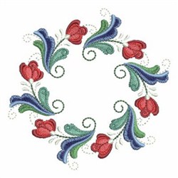Rosemaling Roses Wreath Embroidery Design | EmbroideryDesigns.com