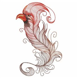 Textured Cardinal Feather Embroidery Design | EmbroideryDesigns.com