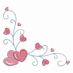 Hearts Corner Embroidery Design | EmbroideryDesigns.com