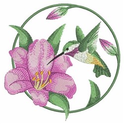 Watercolor Hummingbird Circle Embroidery Design | EmbroideryDesigns.com