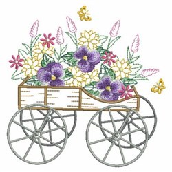 Flower Cart Embroidery Design | EmbroideryDesigns.com