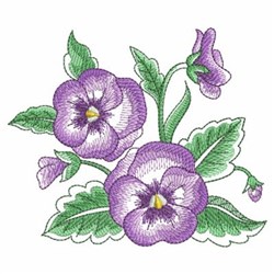 Watercolor Pansies Embroidery Design | EmbroideryDesigns.com