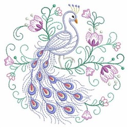 Vintage Peacock Circle Embroidery Design | EmbroideryDesigns.com