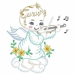 Vintage Angel Playing Violin Embroidery Design | EmbroideryDesigns.com
